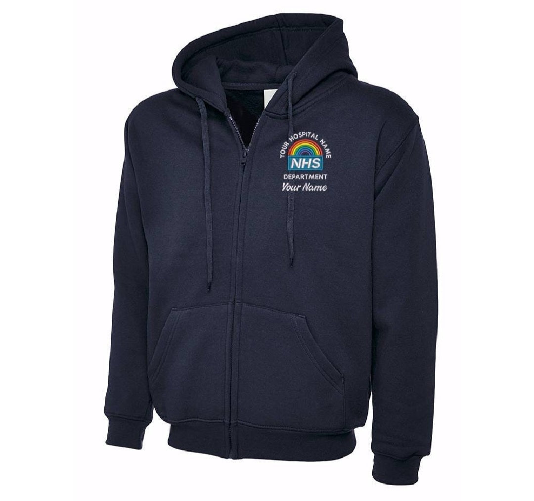 NHS Personalised Rainbow Zip Hoodie