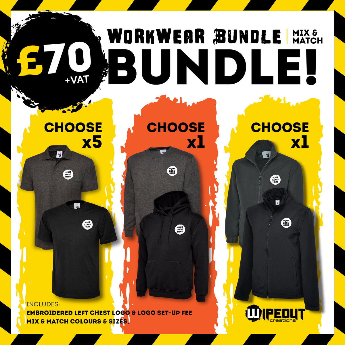 Essential Workwear Pack £84 + Free Logo